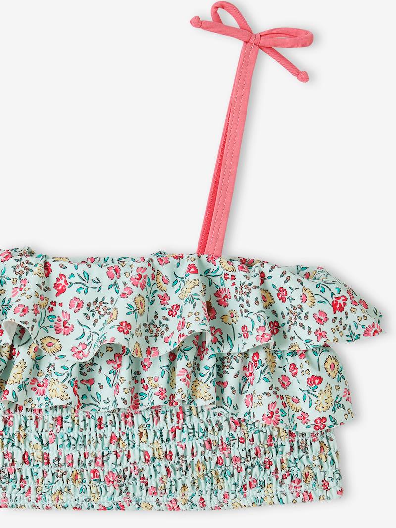 Vertbaudet Mädchen Bikini Mit Blumen Oeko Tex® In Aqua