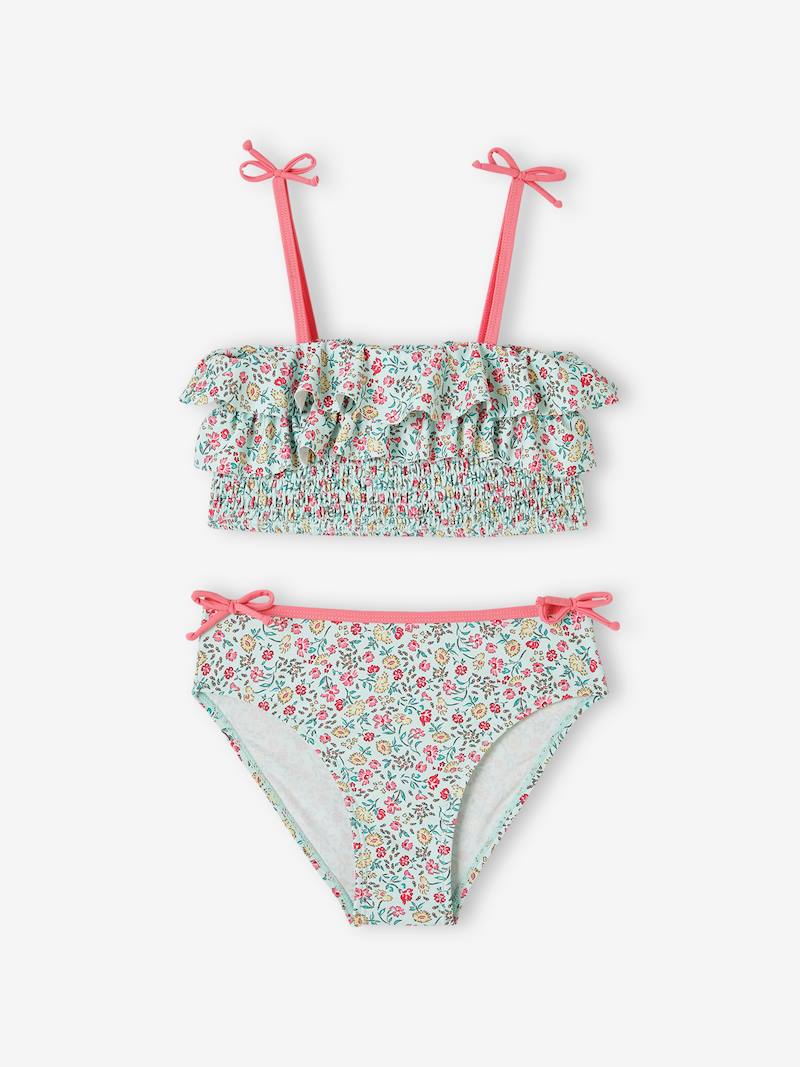 Vertbaudet Mädchen Bikini Mit Blumen Oeko Tex In Aqua